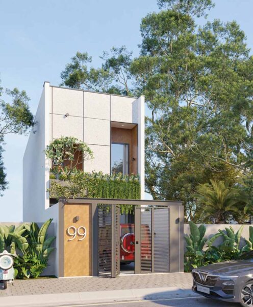 Mẫu thiết kế nhà 4x15 1 trệt 1 lầu 3 phòng ngủ hiện đại